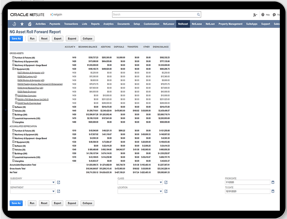 NetSuite Fixed Asset Roll Forward Report And CIP Process